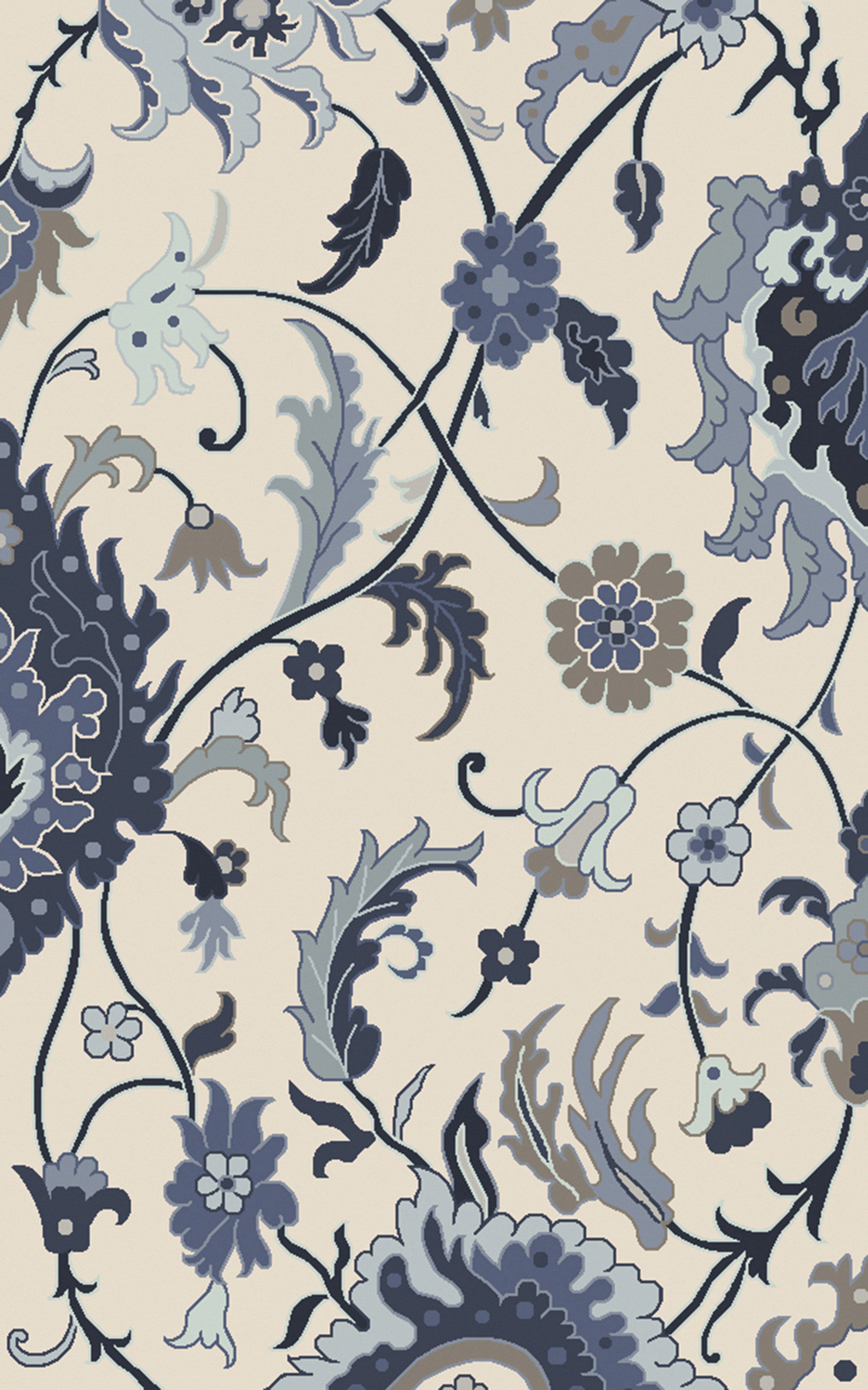 Birch Lane™ Alexander Floral Handmade Tufted Wool Blue/Ivory/Beige Area ...