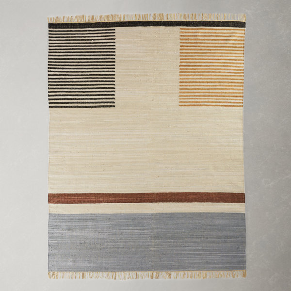 AllModern Avenue Southwestern Handwoven Cotton Cream/Black Area Rug ...