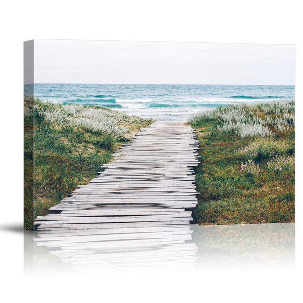 IDEA4WALL Coastal Beach " Woooden Plank Path On The Beach Marine Life ...