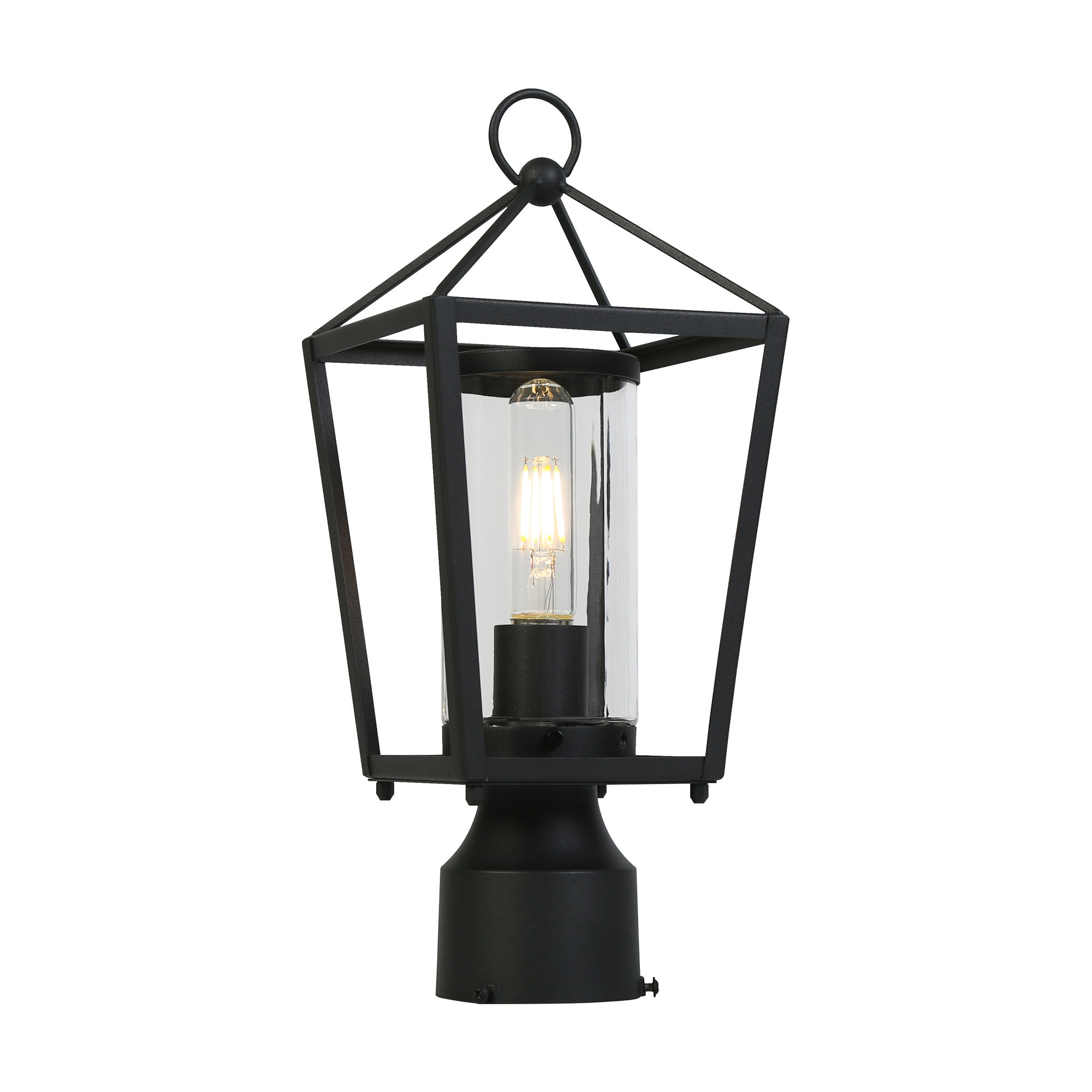 Winston Porter Modern 1-Light Outdoor Black Post Light Pier Mount ...