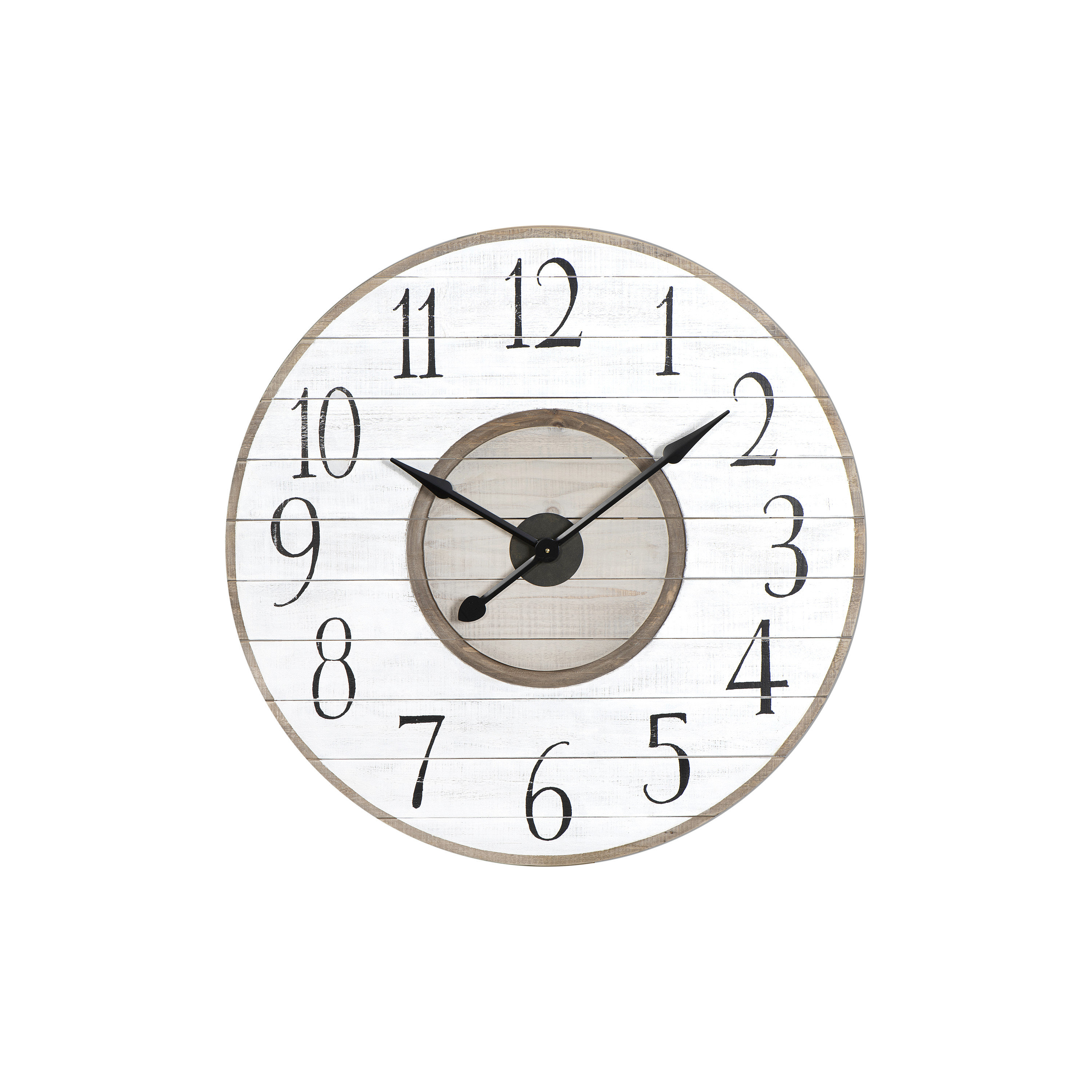 Gracie Oaks Killebrew Round Wood Slat Wall Clock with Distressed Finish ...