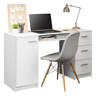 Latitude Run® Computer Desk with 3 Drawers, 1 Door and 1 Storage Shelf ...