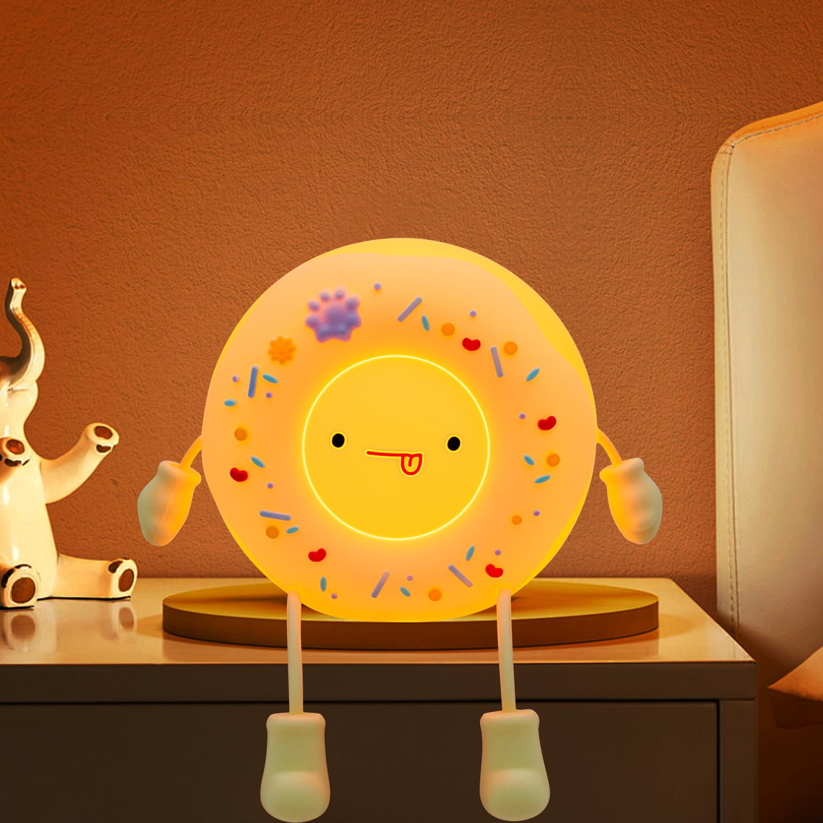 Zeki Shoggy Donut Night Light, Silicone Nursery Nightlight, Cute Light ...