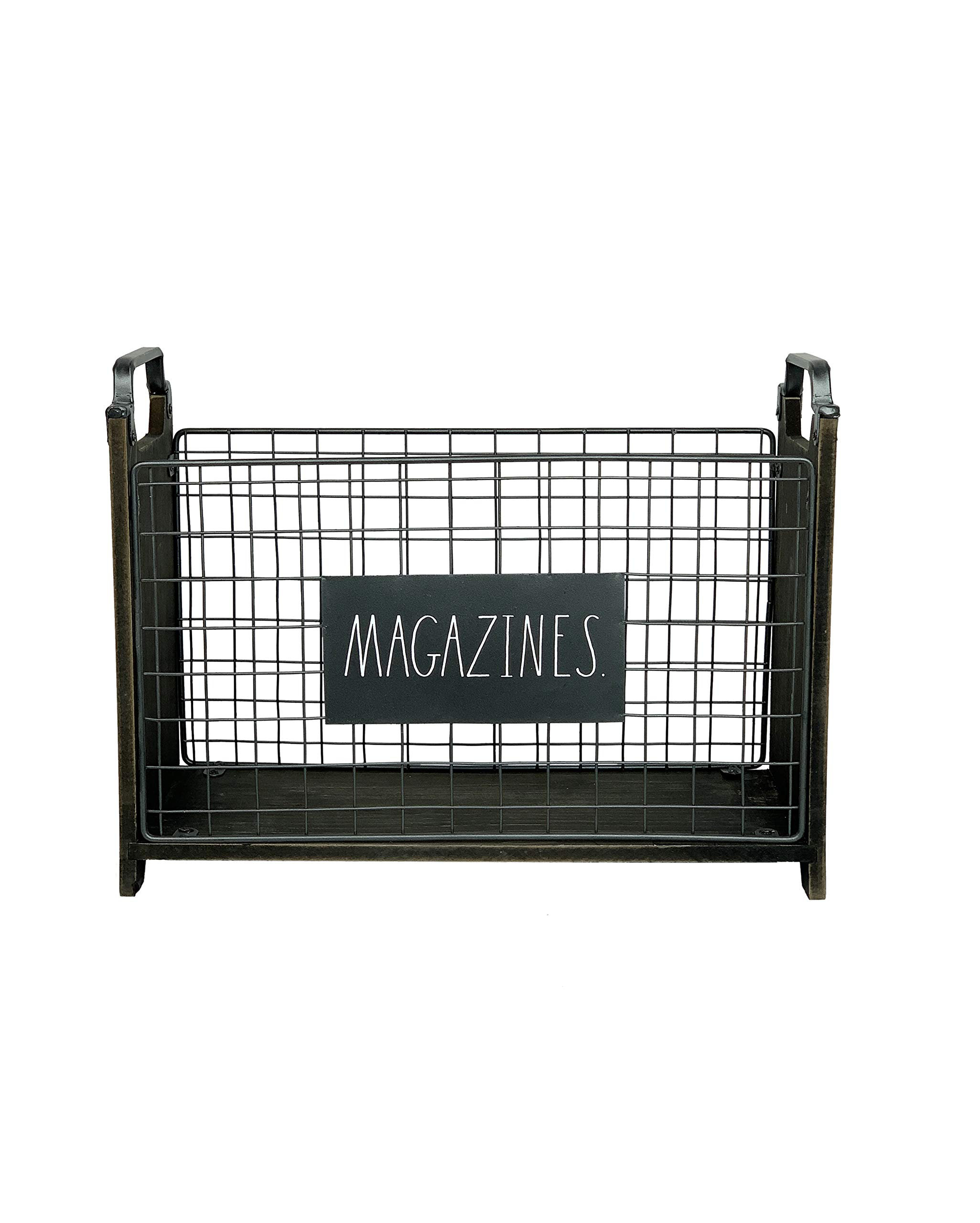 Inbox Zero Vertical Decorative Chic Metal Wood Magazine Rack For Home ...