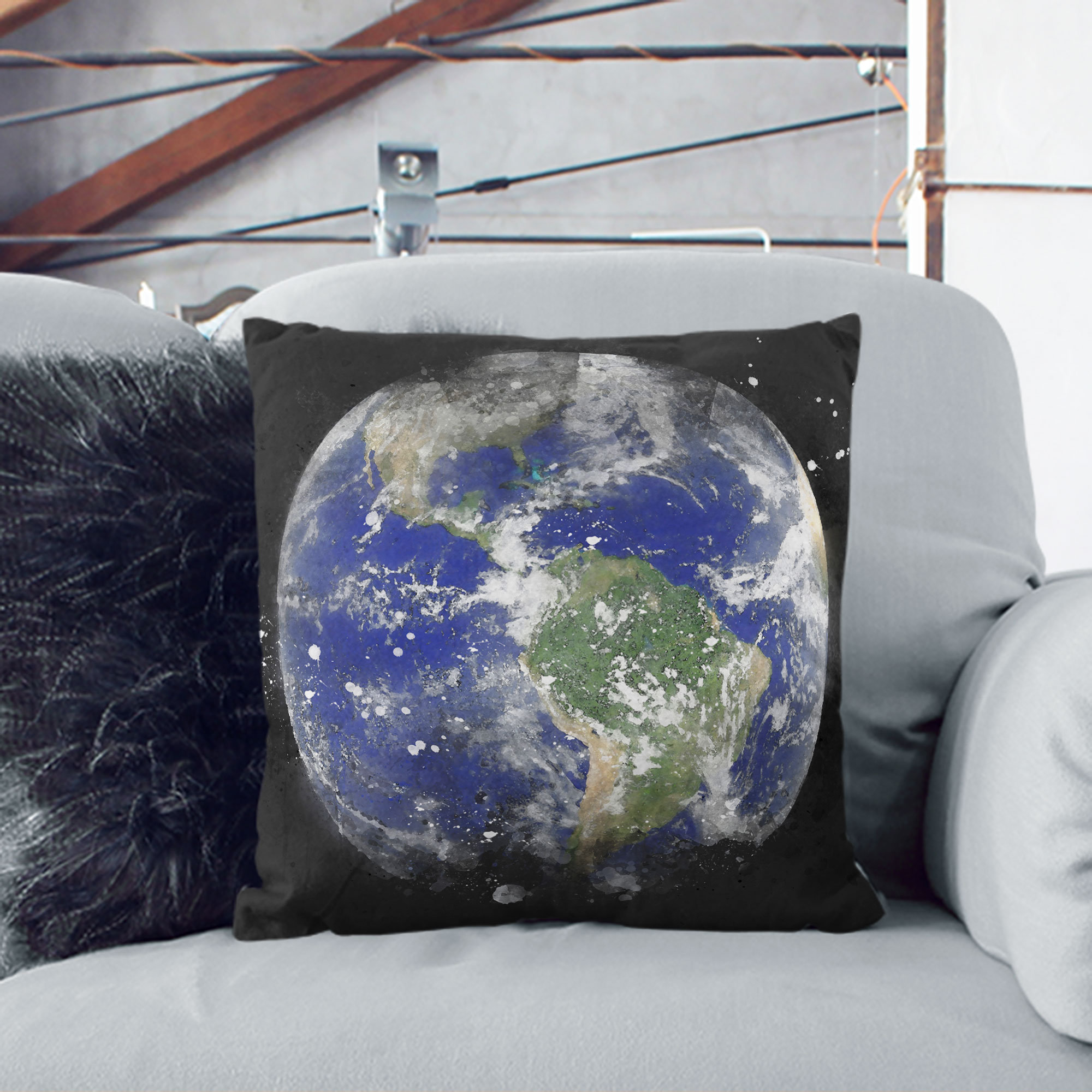 East Urban Home View of the Americas of Planet Earth Paint Splash ...