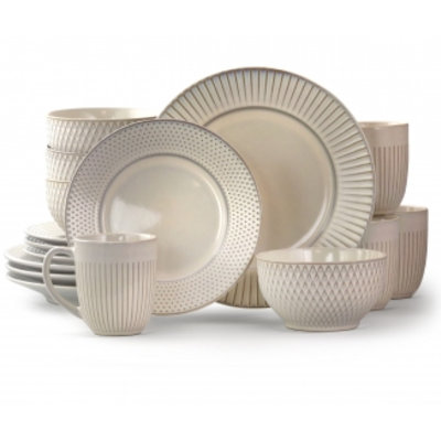 Hokku Designs Elama Market Finds 16 Piece Round Stoneware Dinnerware ...