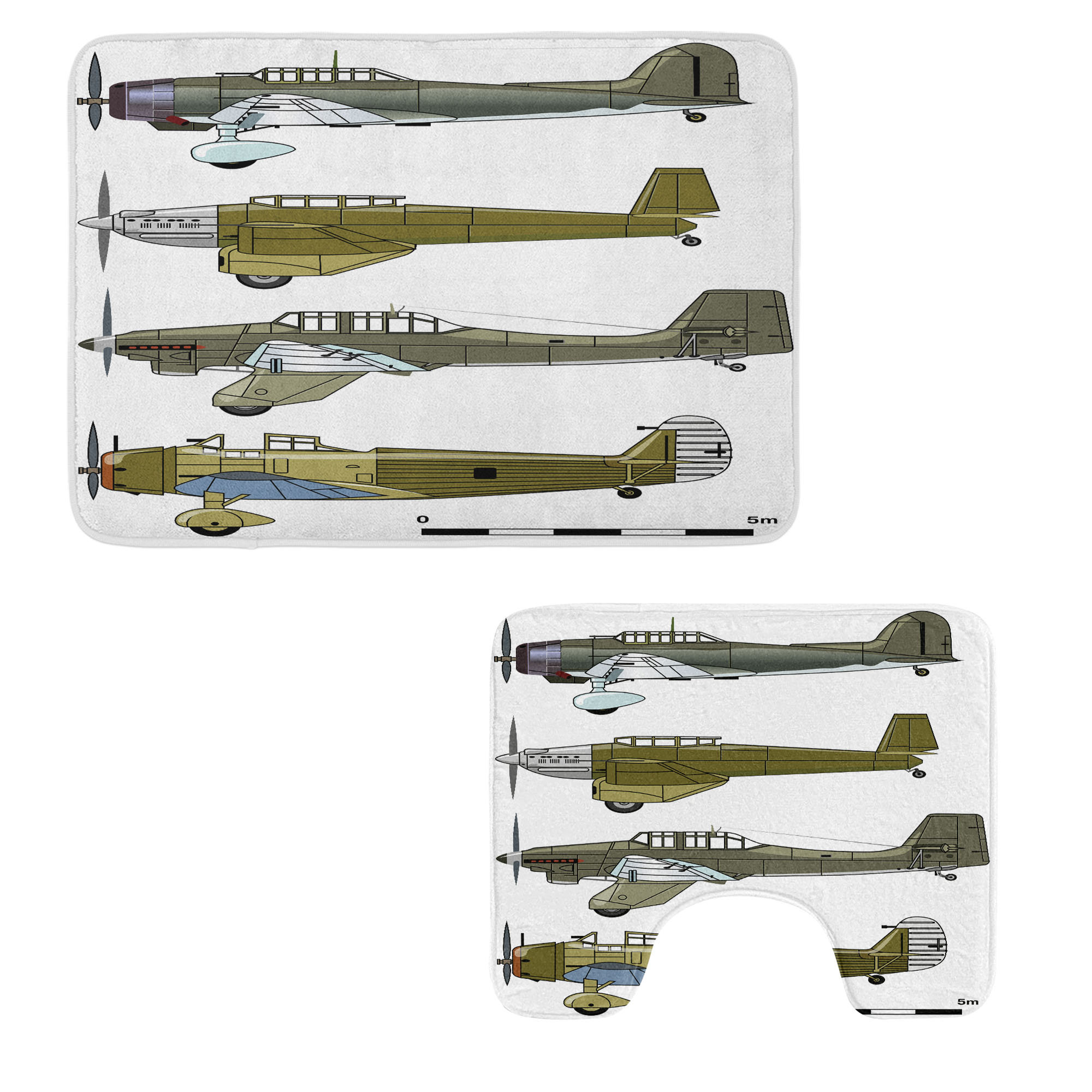 East Urban Home Airplane Bathroom Rug Set 2 Pieces Rectangle & Contour ...