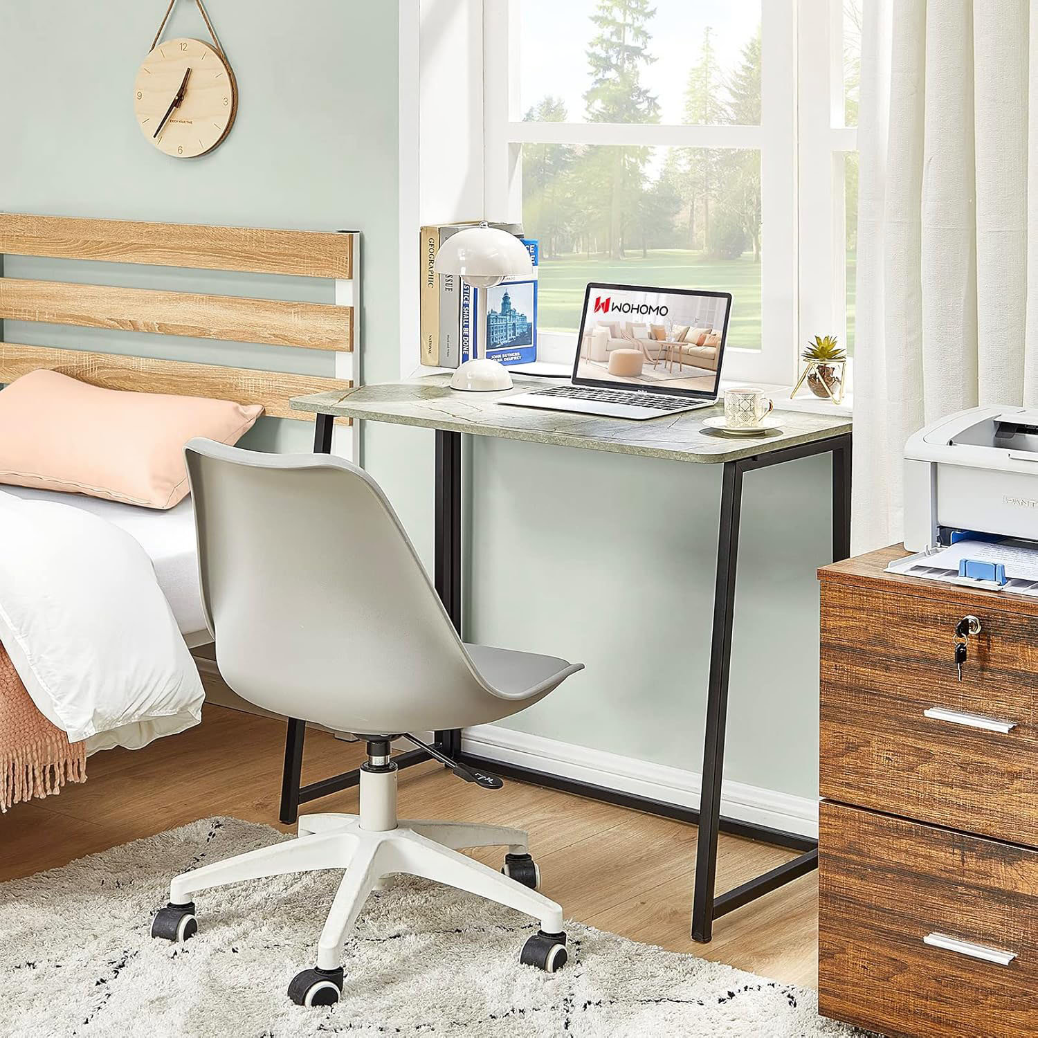 Brayden Studio® Folding Desk, Small Writing Desk, Space-Saving Foldable ...