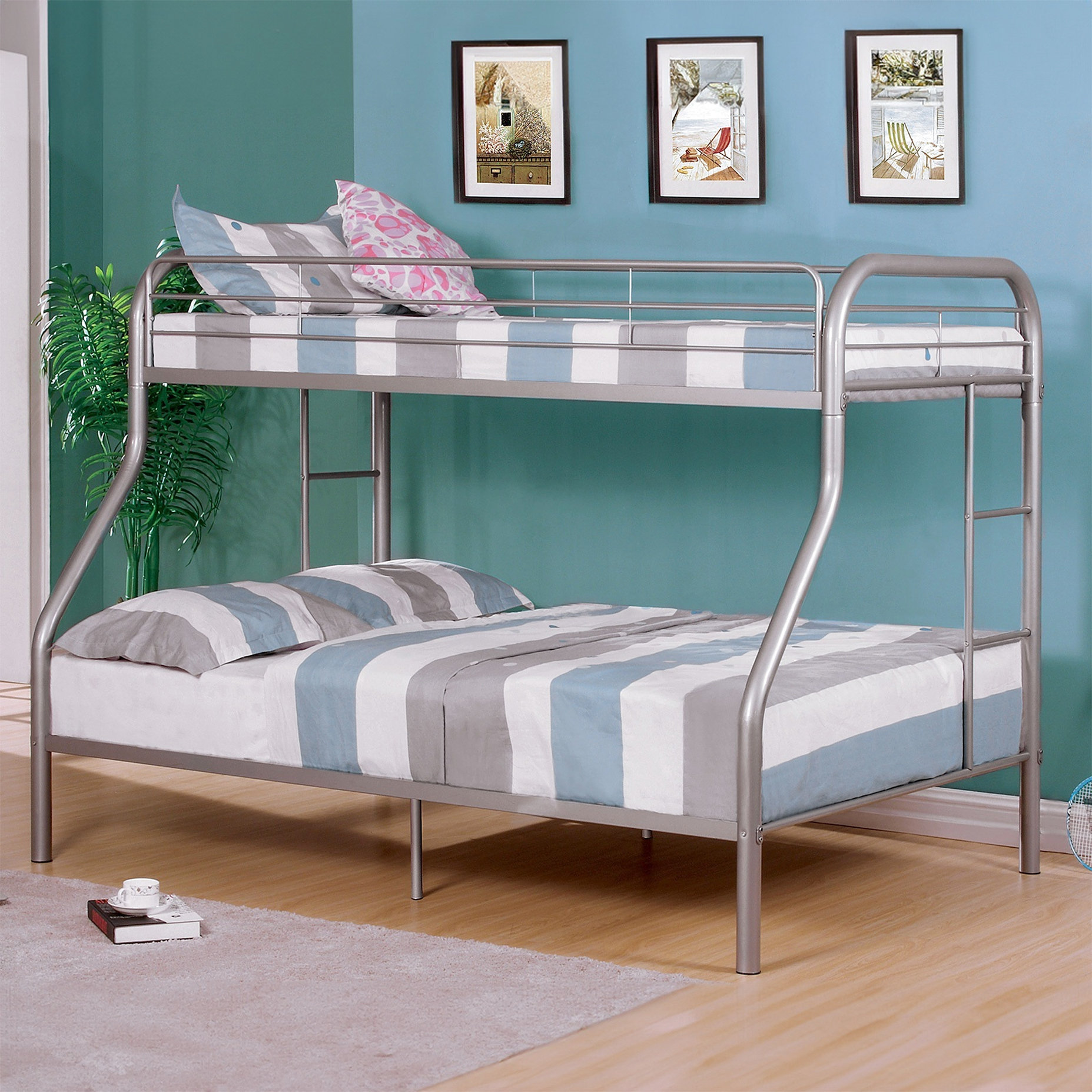 Brayden Studio® Contemporary Twin Over Full Metal Bunk Bed With Side ...