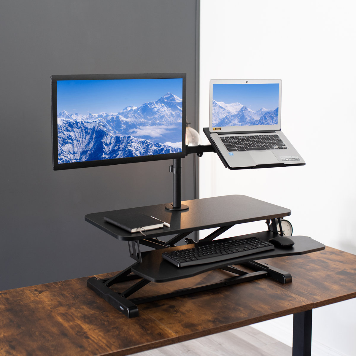 VIVO 32" Standing Desk Riser with 13" to 32" Monitor Mount + Laptop ...