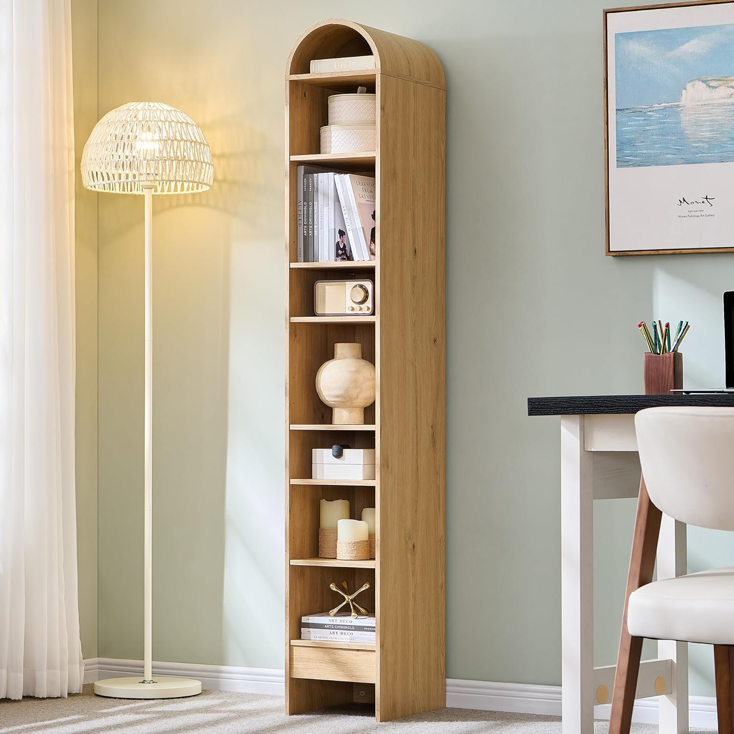 Latitude Run® 67" Tall Arched Bookshelf, 8 Tiers Arch Bookcase with ...