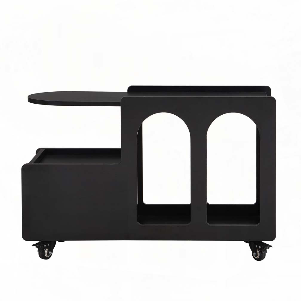 Latitude Run® End Table with lockable wheels, Style Side Table with ...
