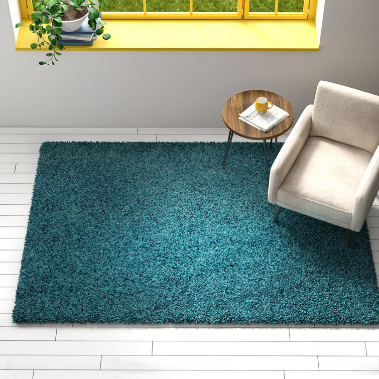 Zipcode Design Dorota Solid Colour Hand Woven Dark Teal Area Rug ...