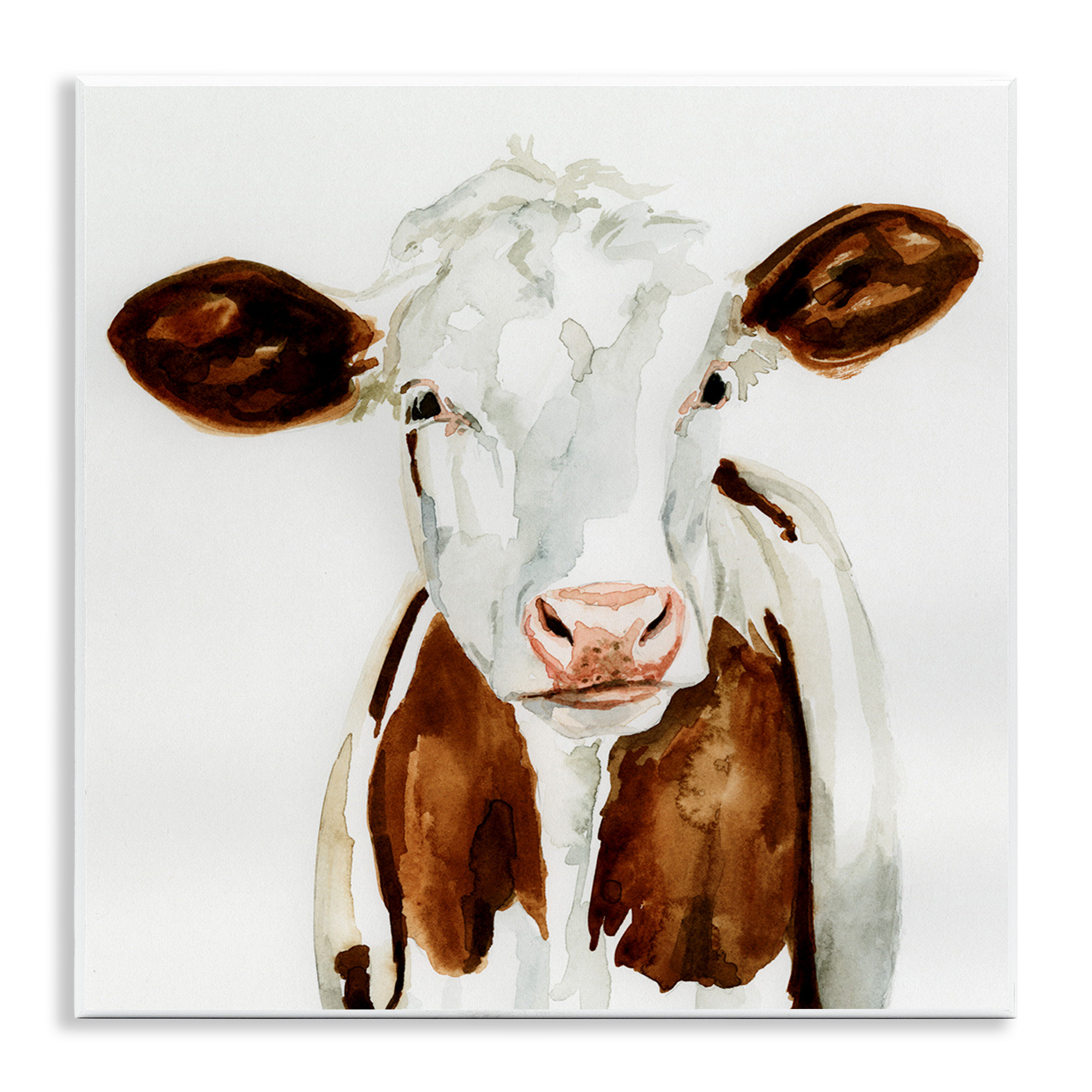 Rosalind Wheeler Farm Cow Portrait Neutral Watercolor Brown Tan by ...