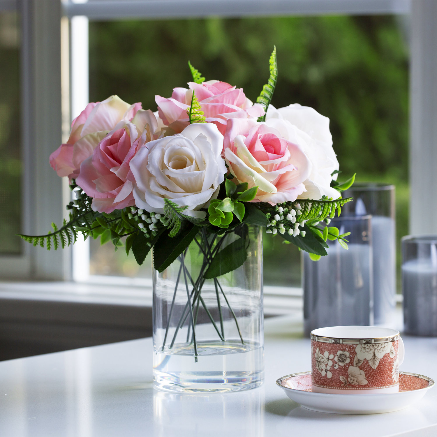 Primrue Centerpiece Roses Artificial in Vase | Wayfair