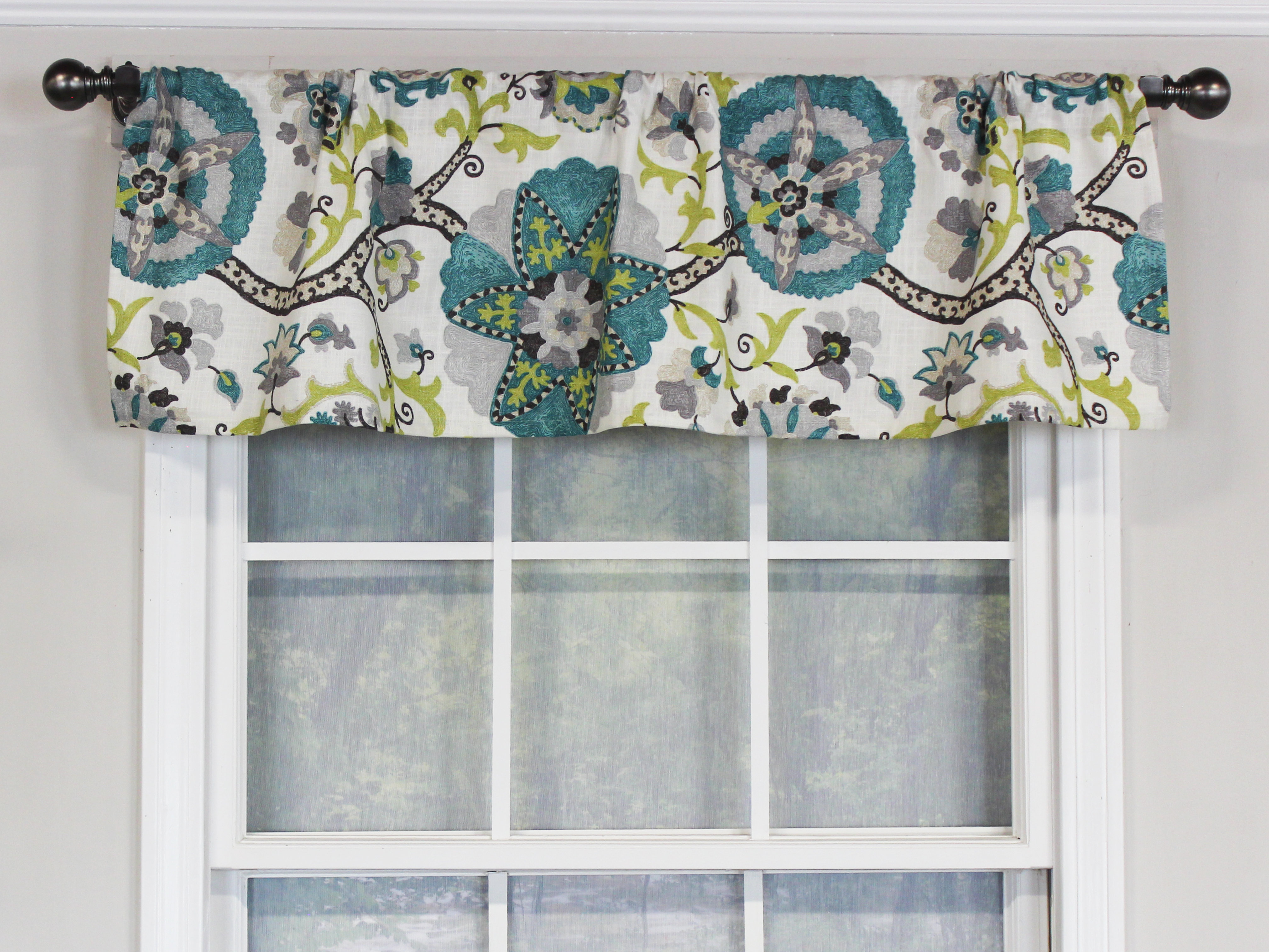 East Urban Home Schroer Floral Cotton Blend Tailored 50'' W Window ...