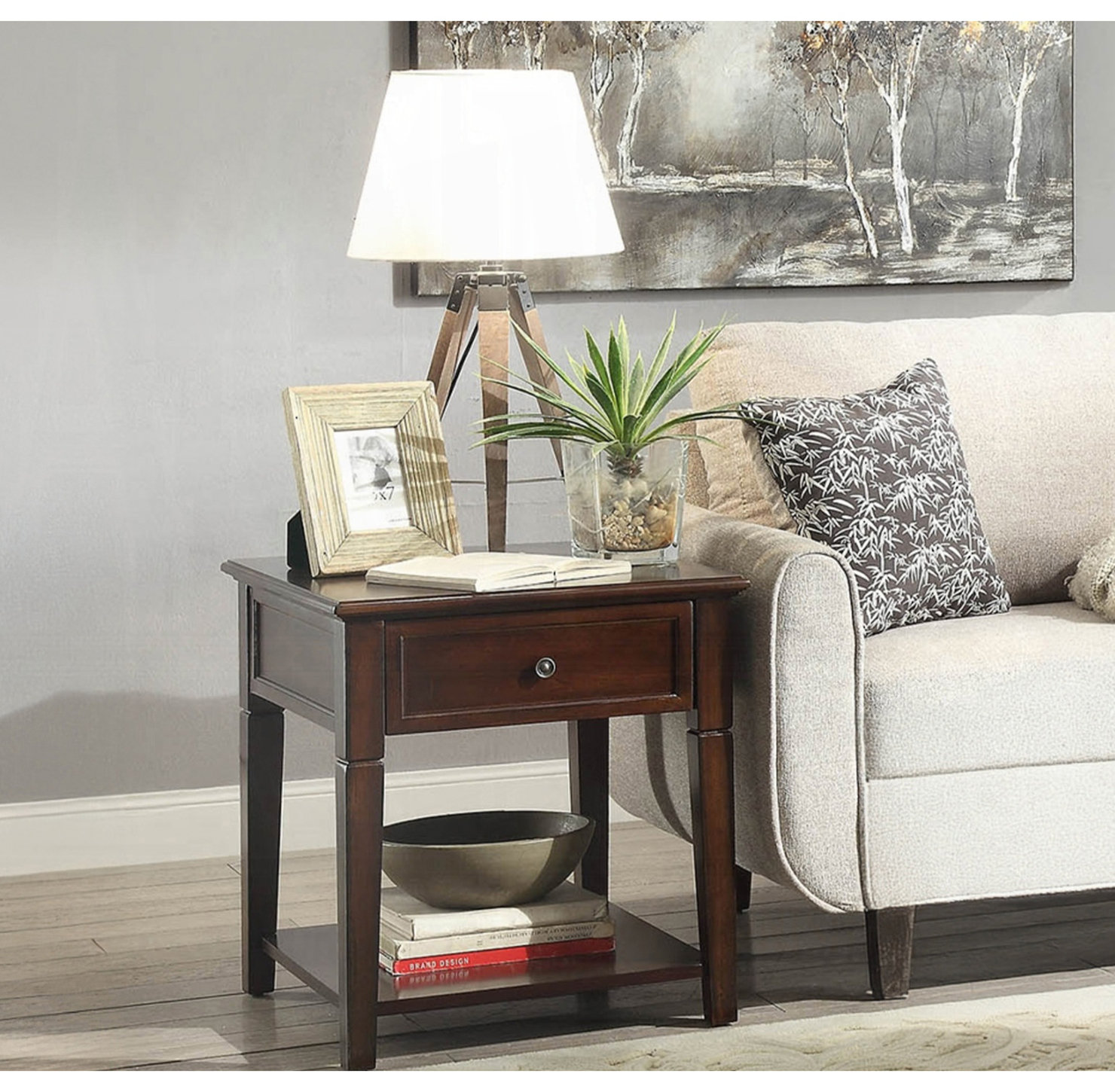 Lark Manor™ Elegant End Table With Tapered Legs, Side Table With 1 ...