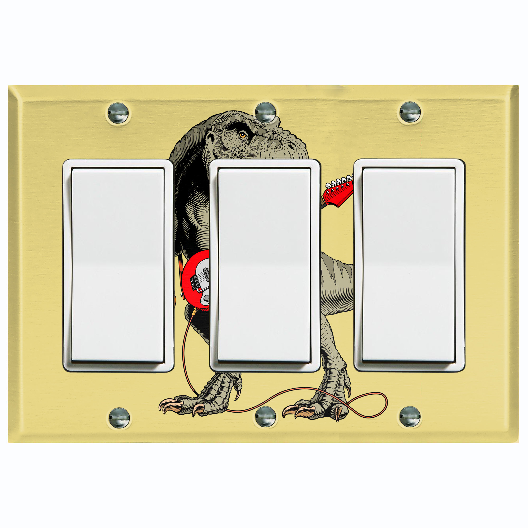 WorldAcc Metal Light Switch Plate Outlet Cover (Dinosaur T-Rex Guitar ...