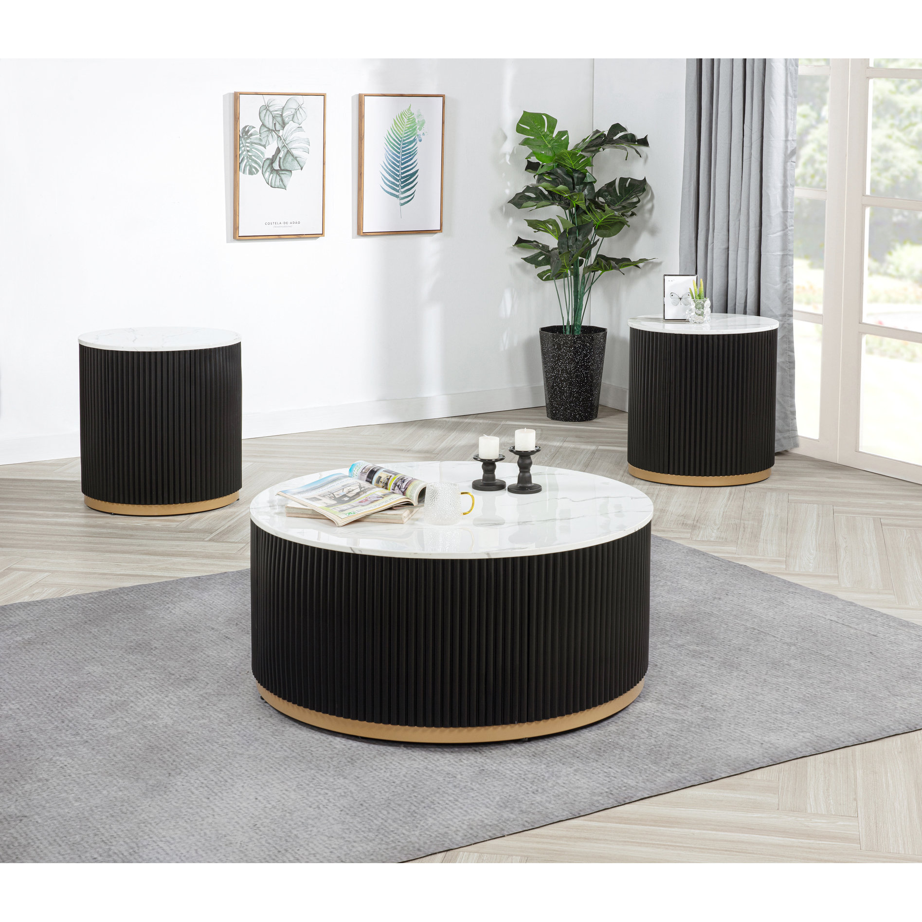 Latitude Run® Contemporary 1Pc Round Coffee Table In Black With ...