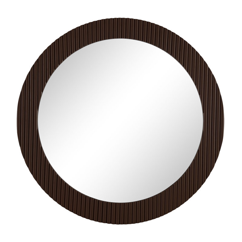 Latitude Run® 40 x 40 Inch Round Reeding Frame Wall Mirror Brown | Wayfair