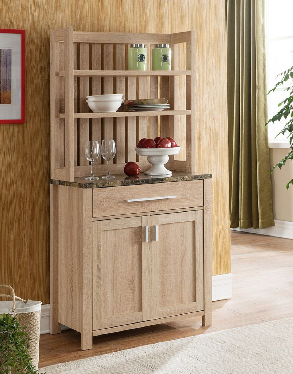 Latitude Run® 31'' Wood Baker's Rack with Microwave Compatibility | Wayfair