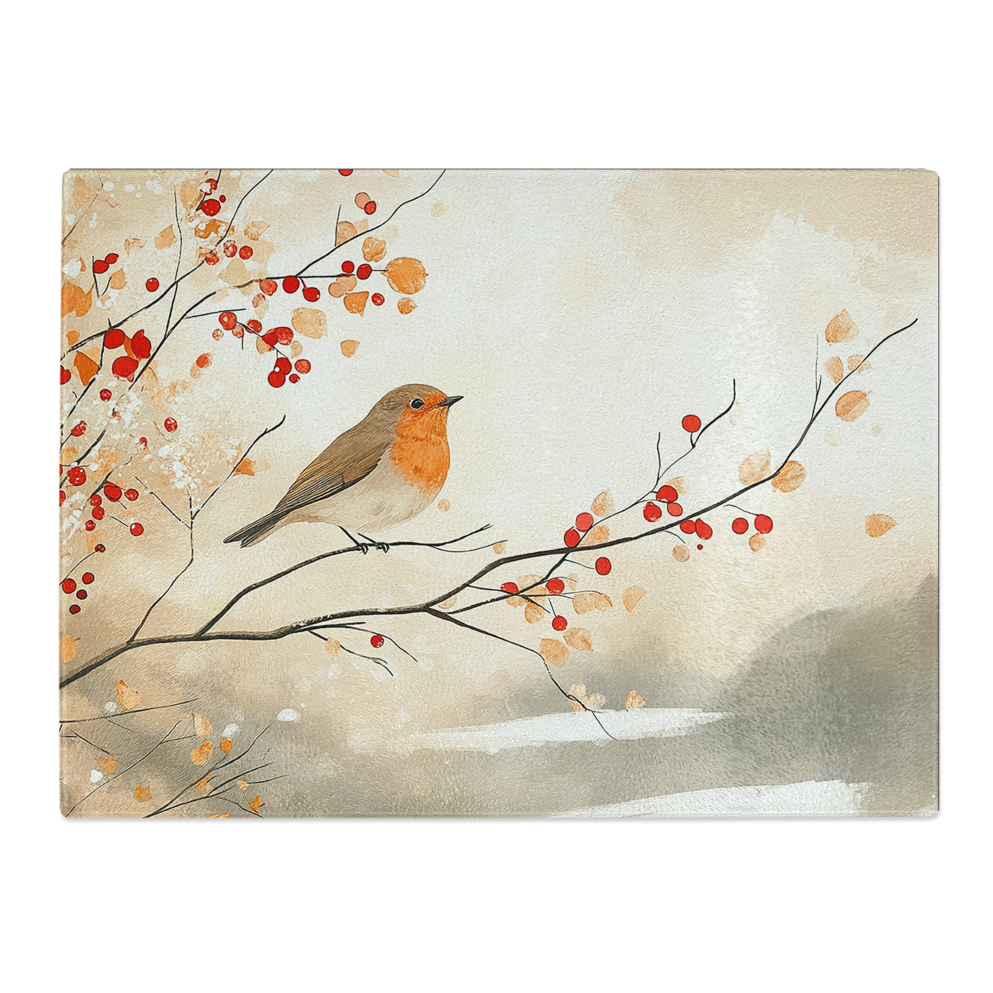 Lily Manor Robin Bird Graphic Glass Chopping Board | Wayfair.co.uk
