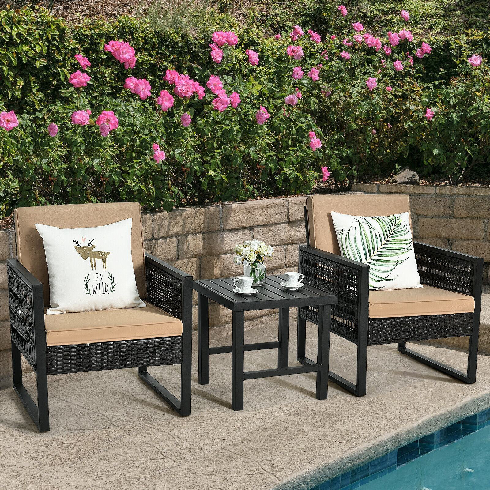 Winston Porter Bridin 3 Piece Rattan Seating Group with Cushions ...
