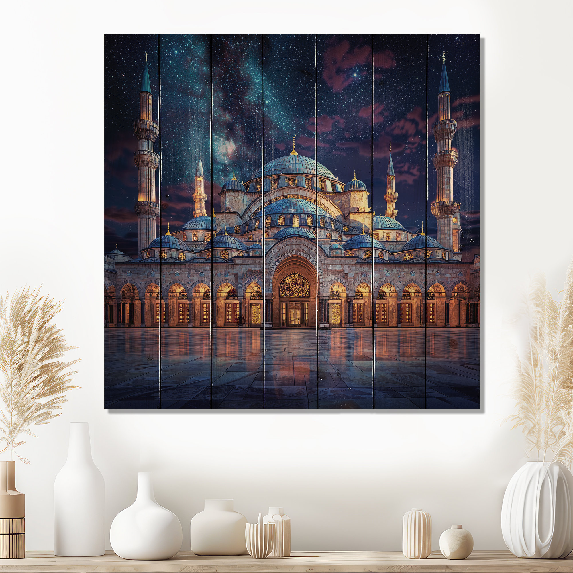 Ophelia & Co. Ottoman Mosques At Night Istanbul I - Islam Wood Wall ...