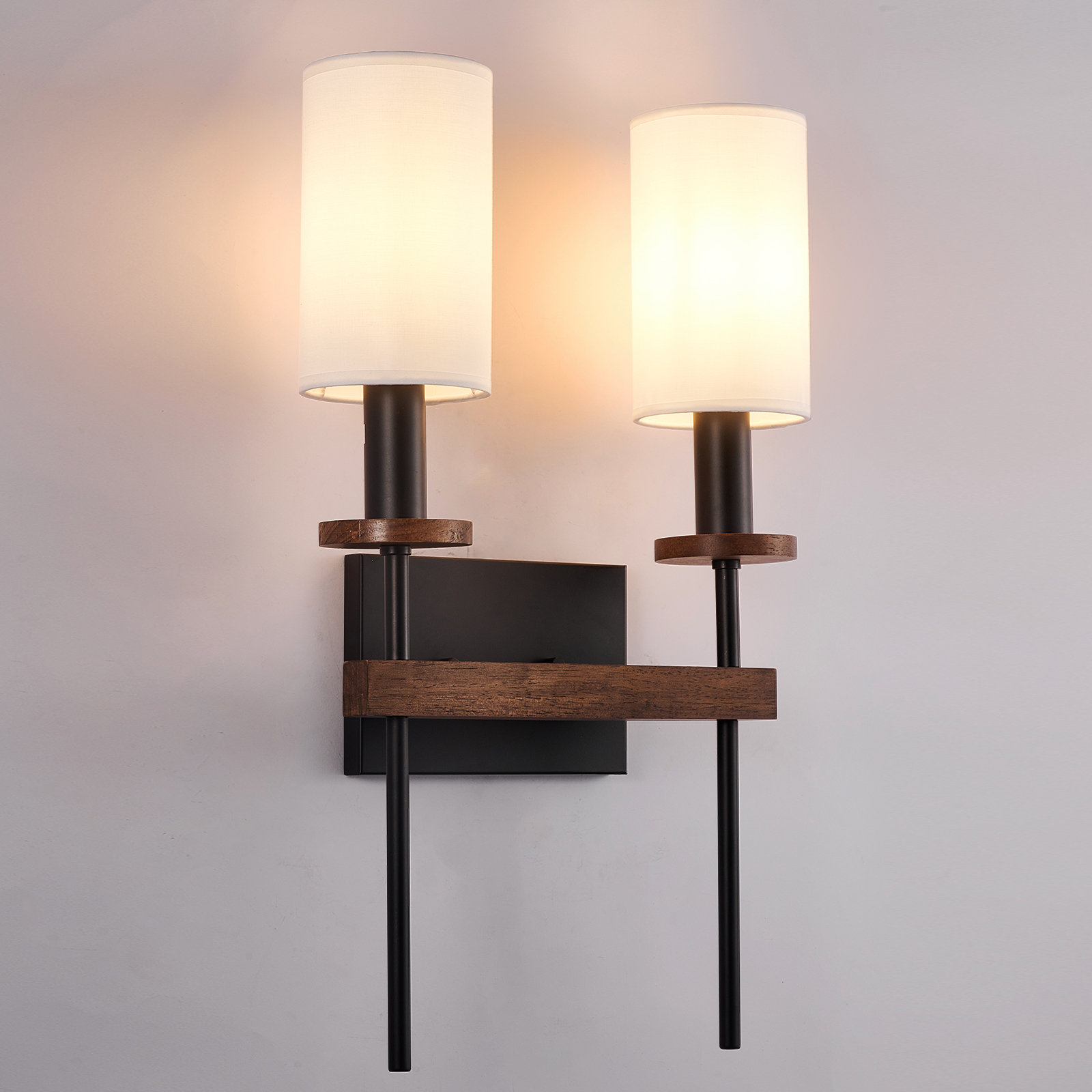 Ebern Designs 2-light Wall Sconce Lighting Fixture with Cylindrical ...