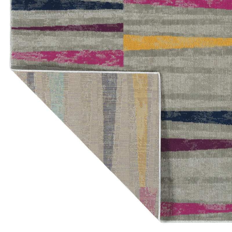 Brayden Studio® Hartung Gray/Navy/Pink Indoor/Outdoor Area Rug ...