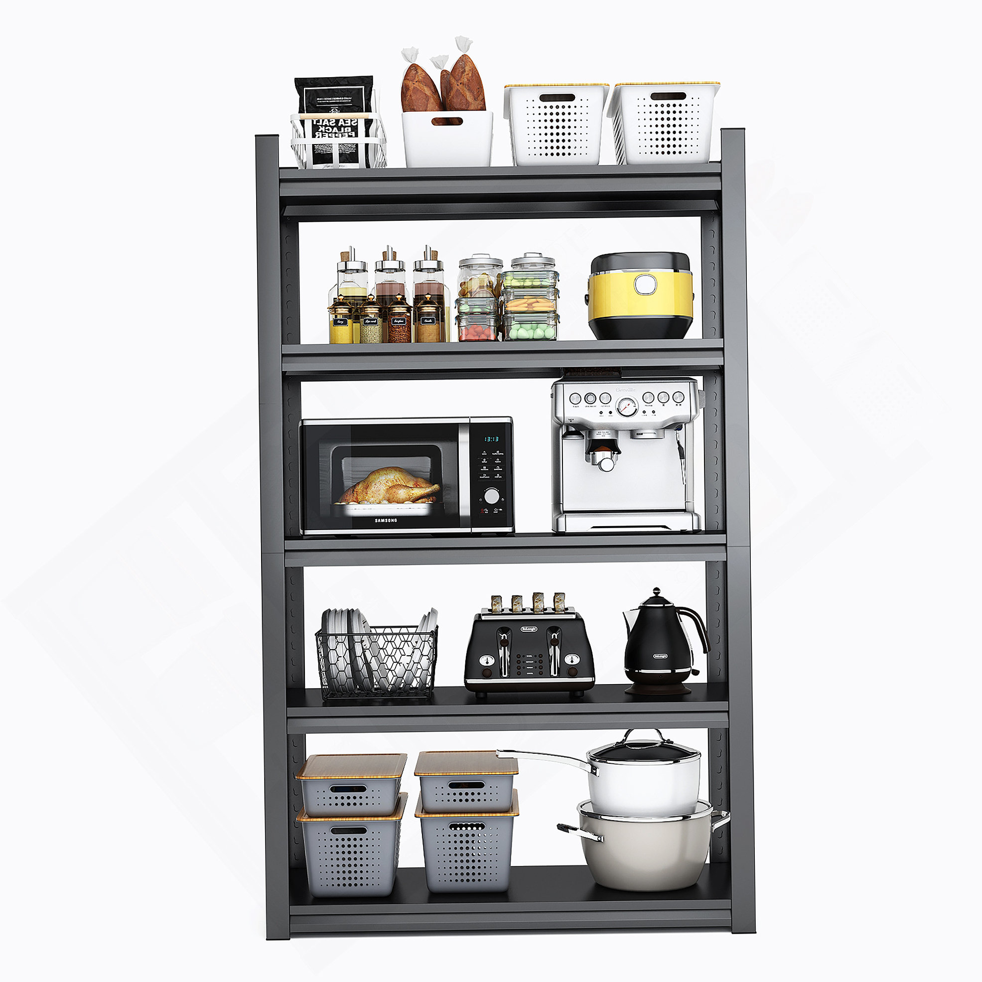 Ophelia & Co. 72"H 5 Tier Metal Shelves For Storage Garage Shelving ...