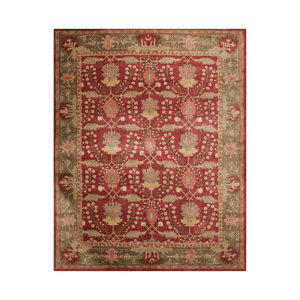 Oriental Rug of Houston Handmade Tufted Wool Red/Green Area Rug ...