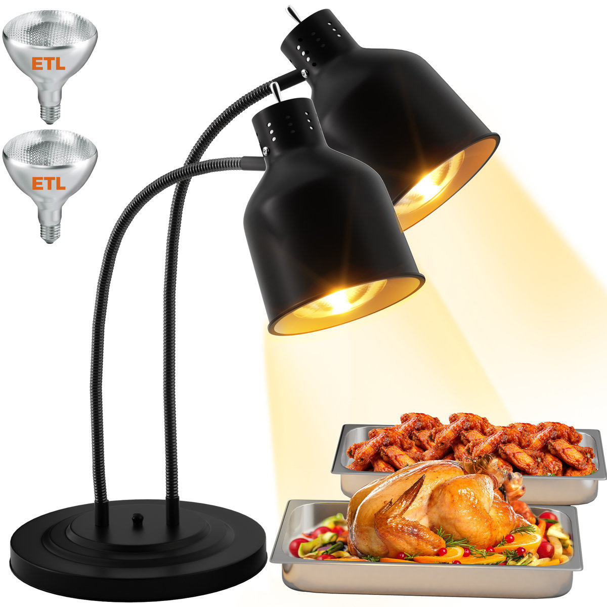 The Party Aisle™ Dual Head Food Heat Lamp Adjustable Commercial Warming ...