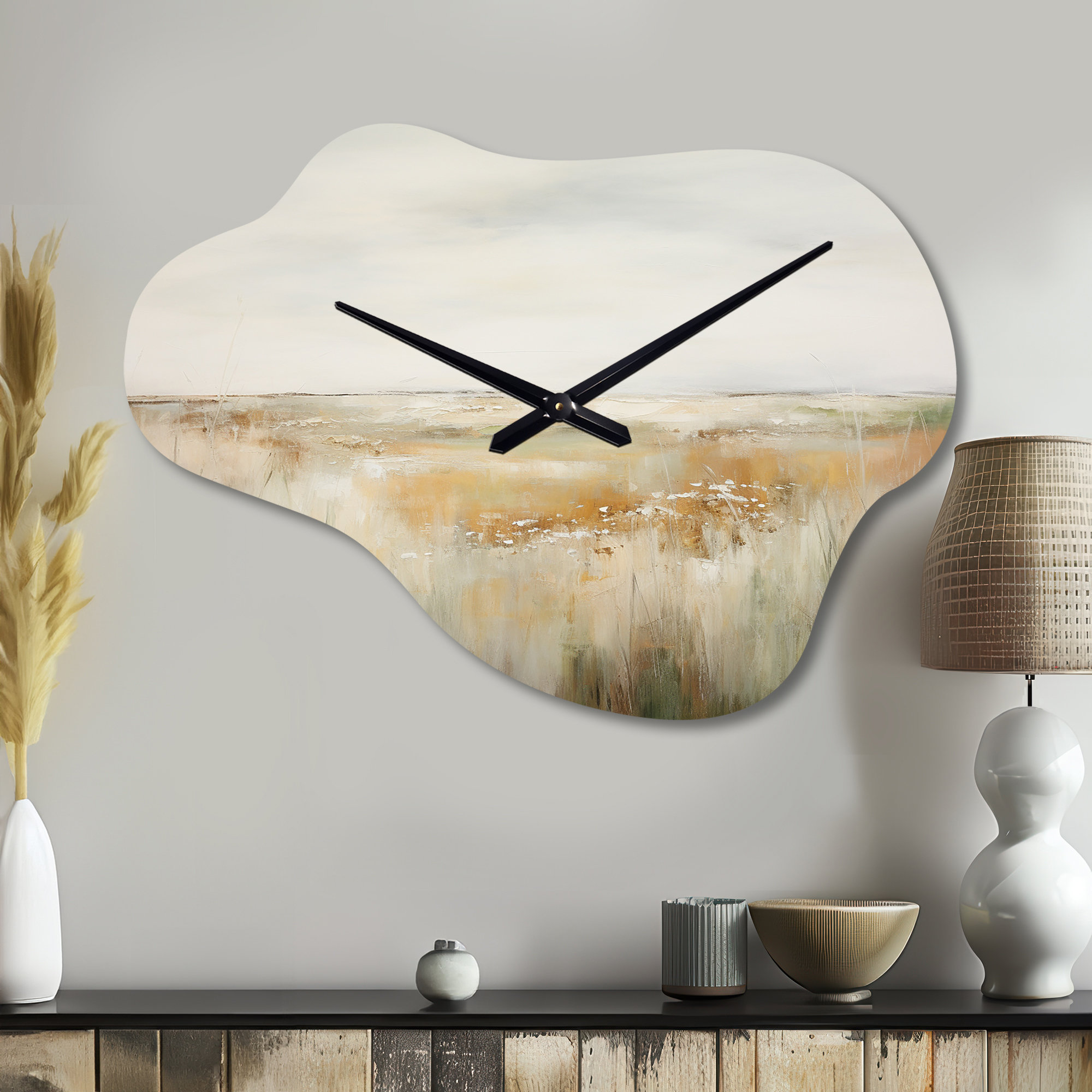 Design Art Meadow Grasslands Minimalism II - Meadow Asymmetrical Metal ...