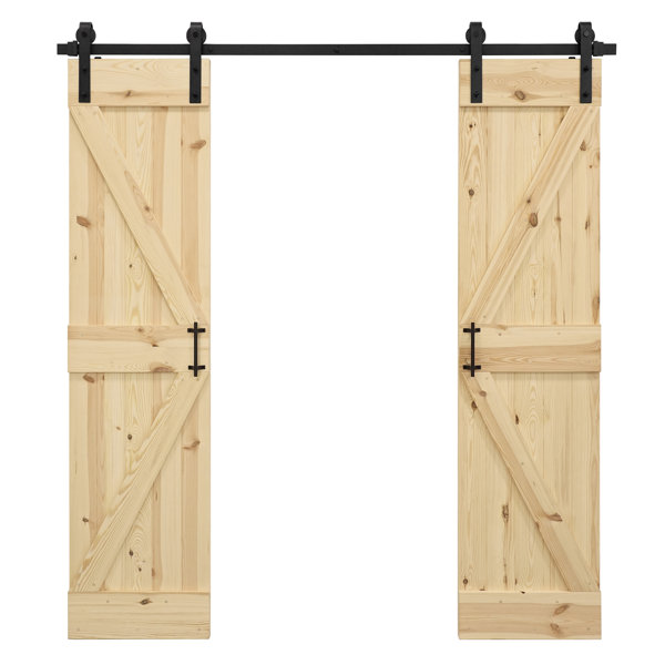 Seart Double Solid Pine Wood Barn Door Set | Wayfair.co.uk