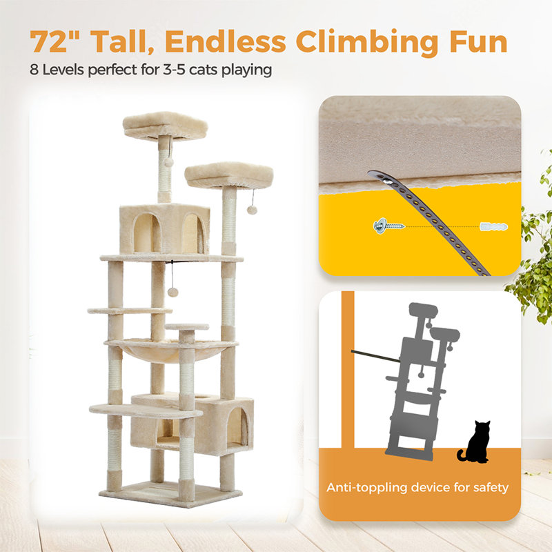 Tucker Murphy Pet™ Etha 72" Cat Tree for Large Cats,Cat Tree Tower for ...