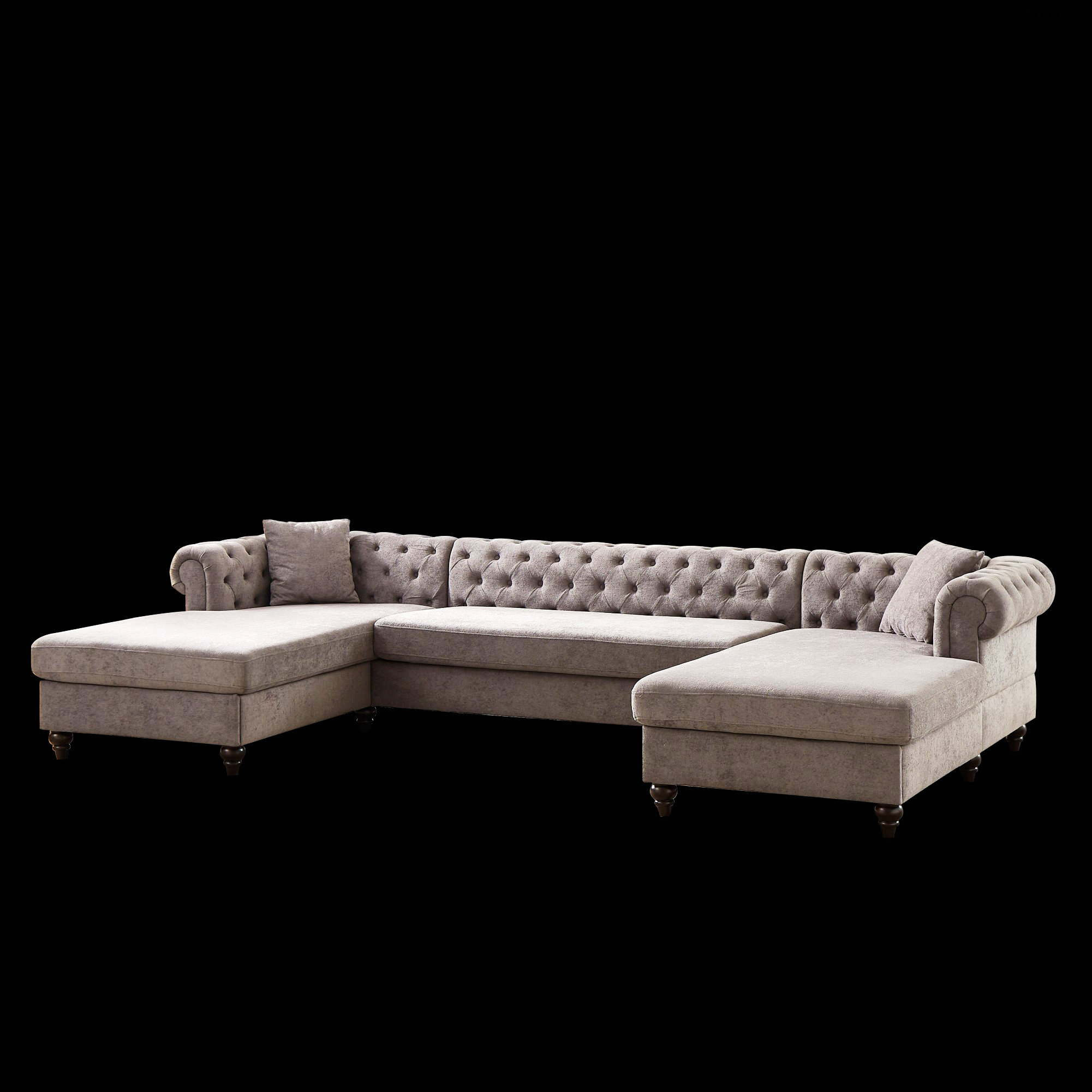 Canora Grey U-Shaped Sofa, Tufted Sofa Couch With Wooden Feet And Two Pillows | Wayfair