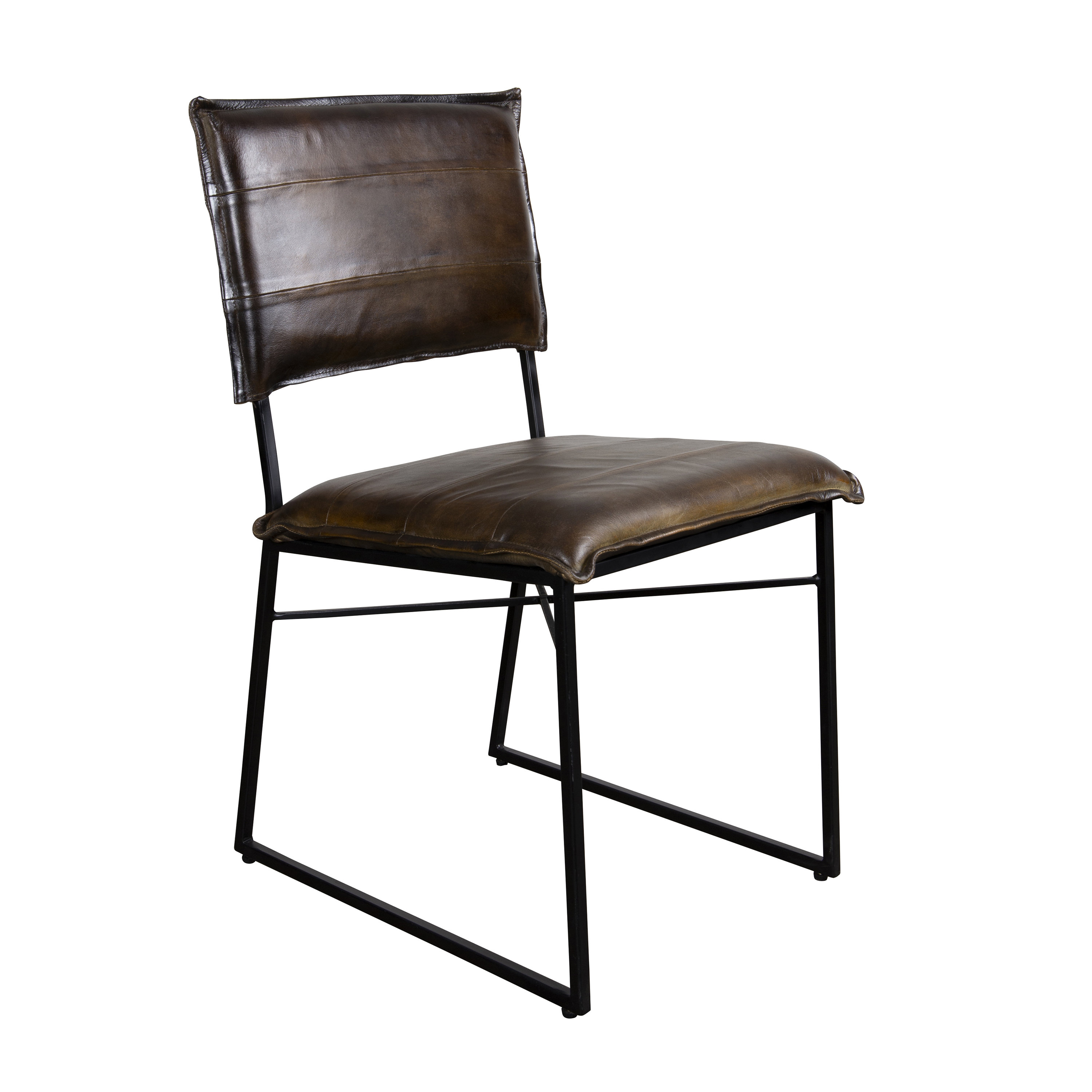 17 Stories Genuine Leather Upholstered Metal Side Chair & Reviews | Wayfair