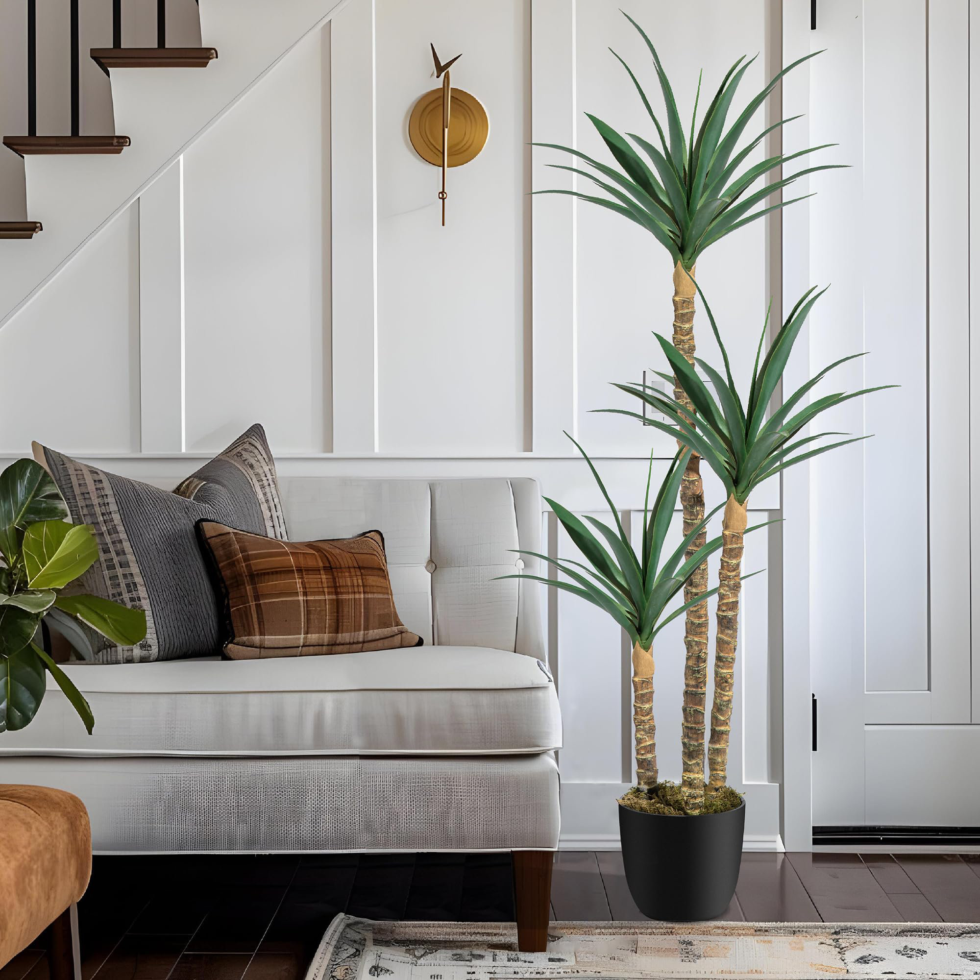 Hokku Designs 6FT Artificial Tree Faux Agave Plant Indoor, Tall Faux ...