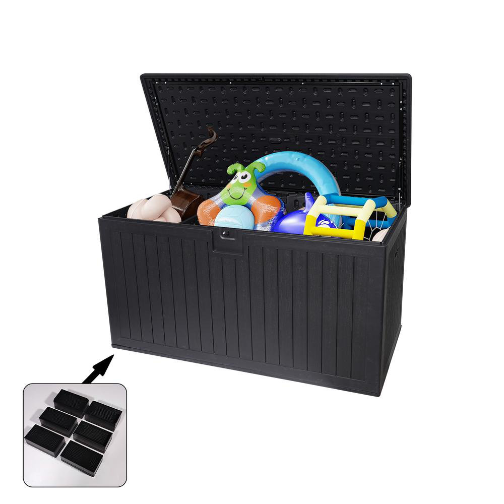 shinyswan Extra Large Waterproof Deck Box – Lockable Outdoor Resin ...
