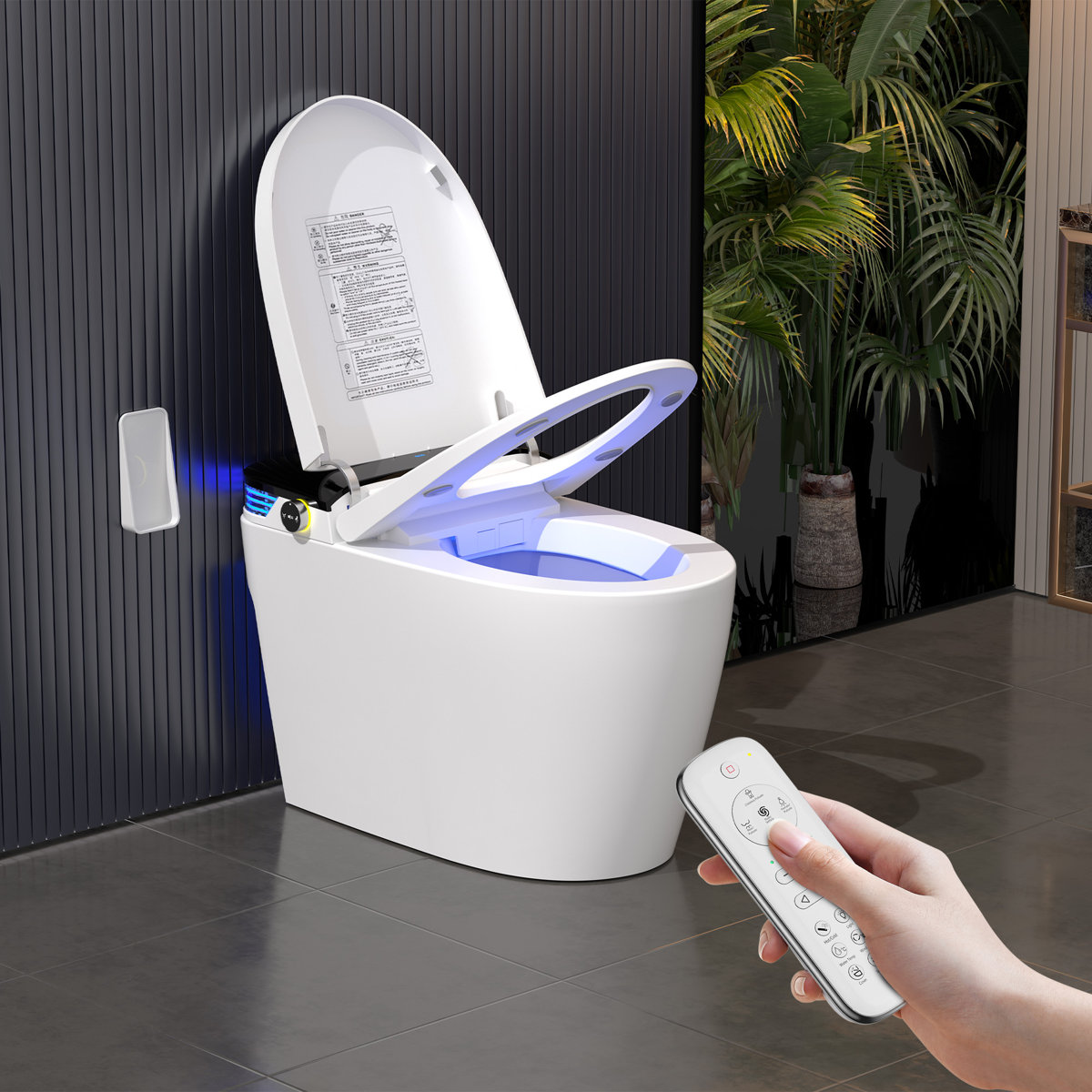 BCAN Smart Toilet with Tankless Bidet Wash, Auto Open Lid, 1.28 Gallons ...