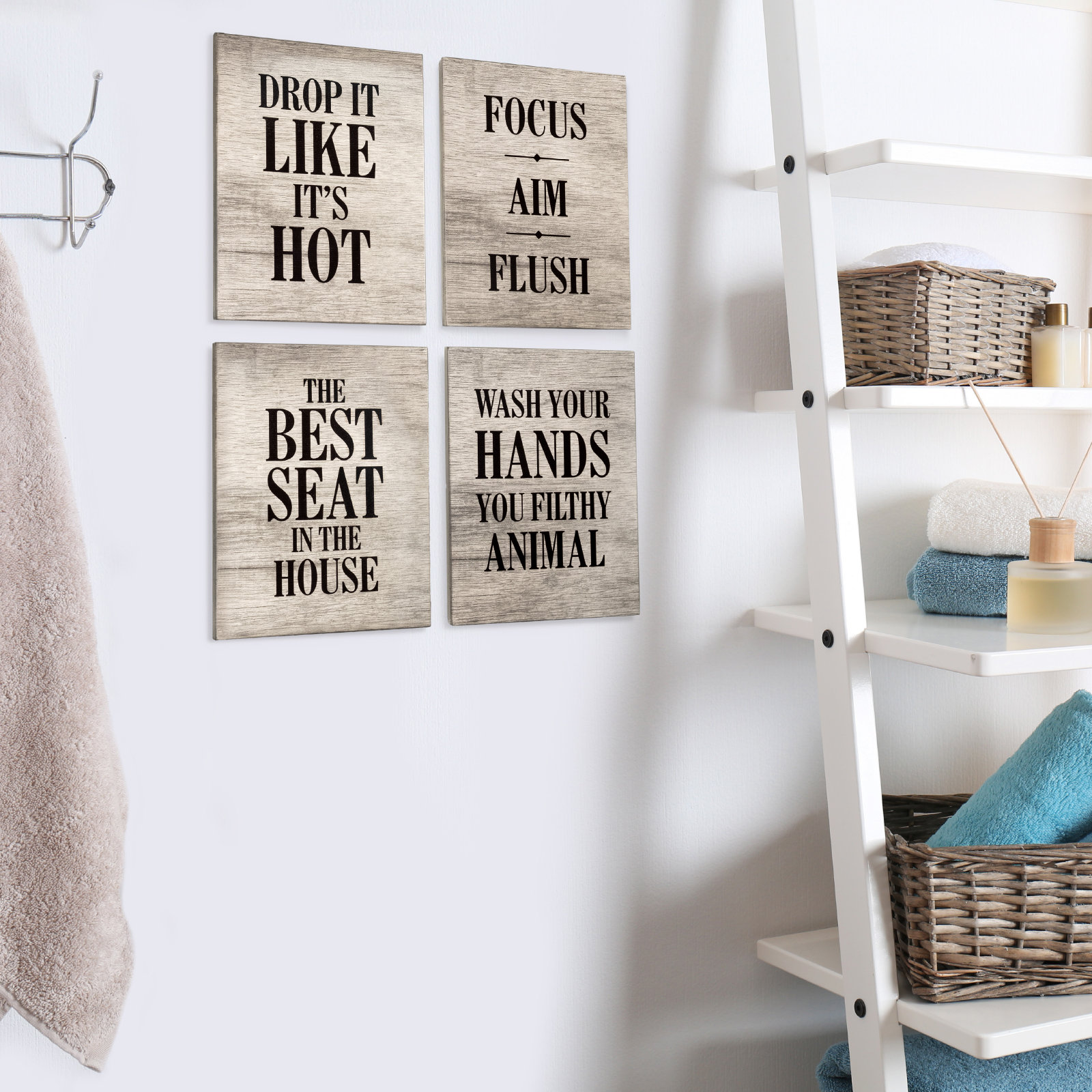 Excello Global Products Light Gray Bathroom Sign Set 3 (4-Pack) | Wayfair