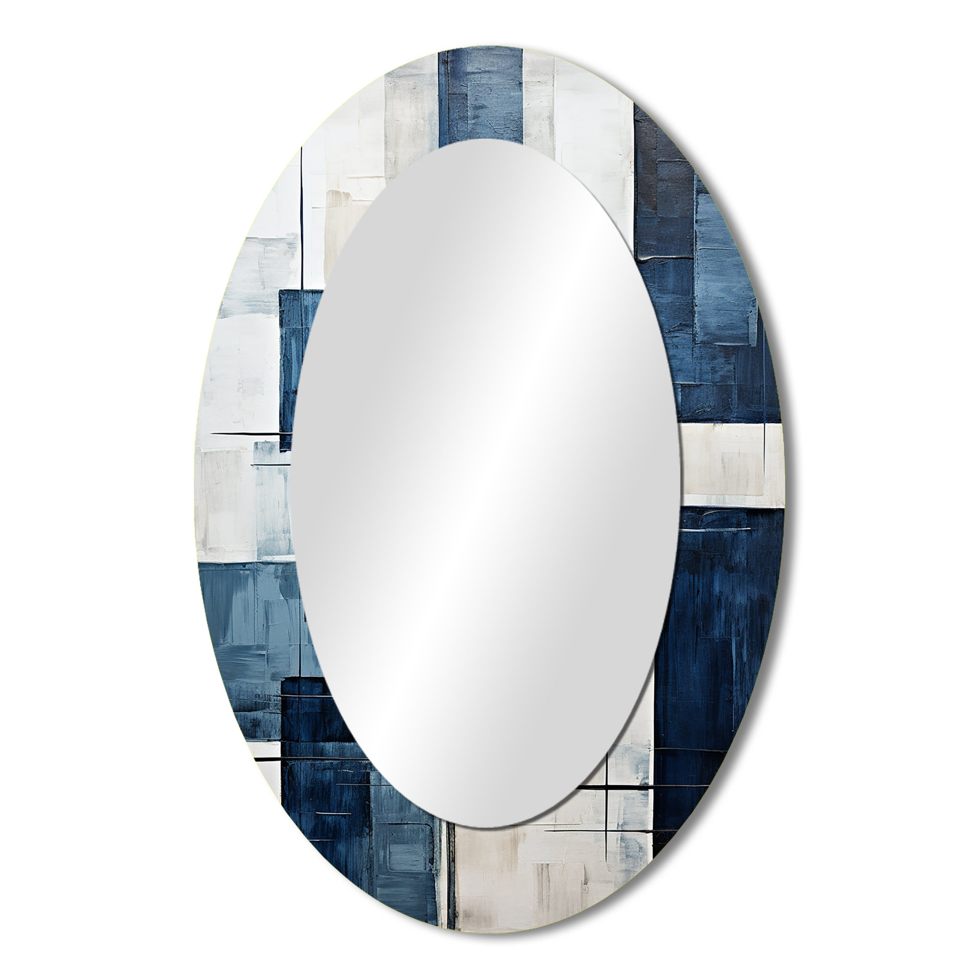 Dakota Fields Indigo Illusion Abstract Shapes V - Large Oval Wall ...