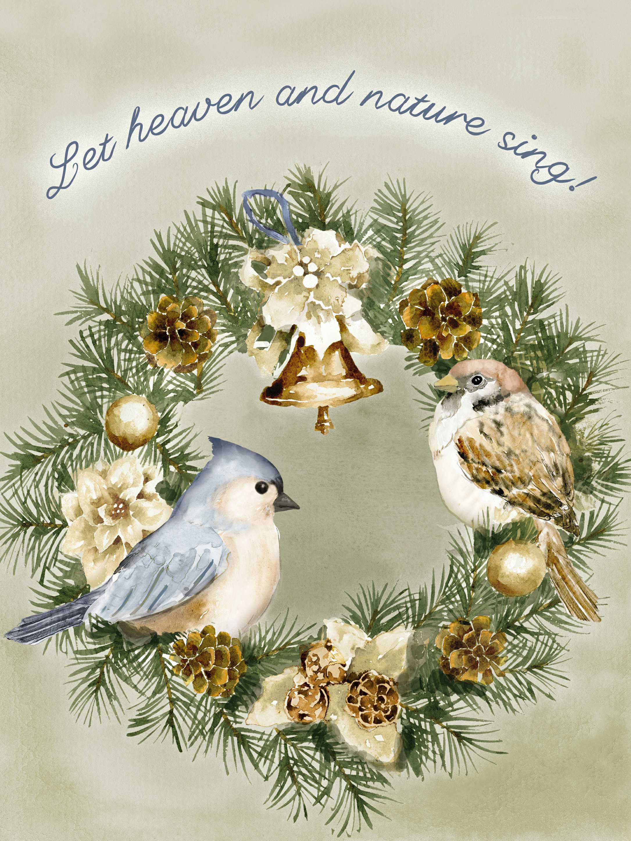The Holiday Aisle® Birds Wreath Let Heaven Nature Sing - Wrapped Canvas ...