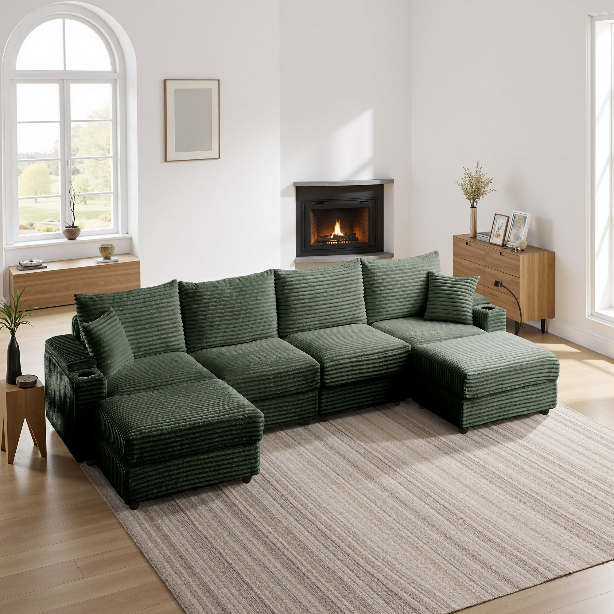 Ivy Bronx Sectional Couch, Convertible U-Shaped Modular Sofa For Living ...