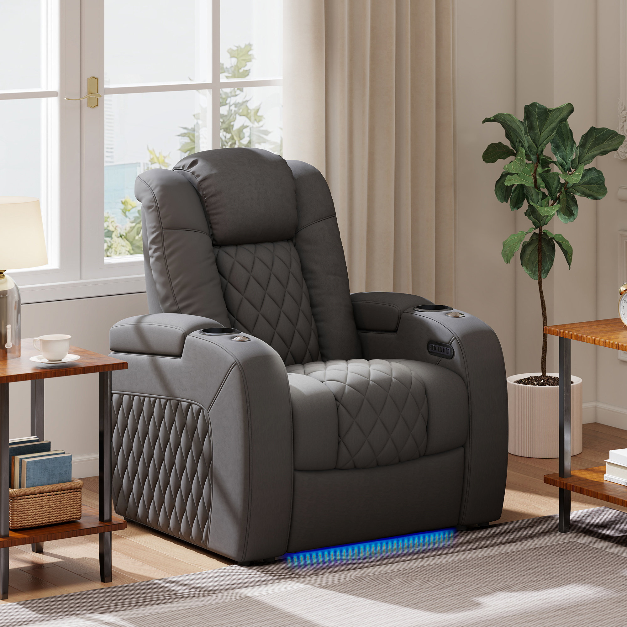 Ebern Designs Mixell Upholstered Home Theater Seating With Cup Holder ...