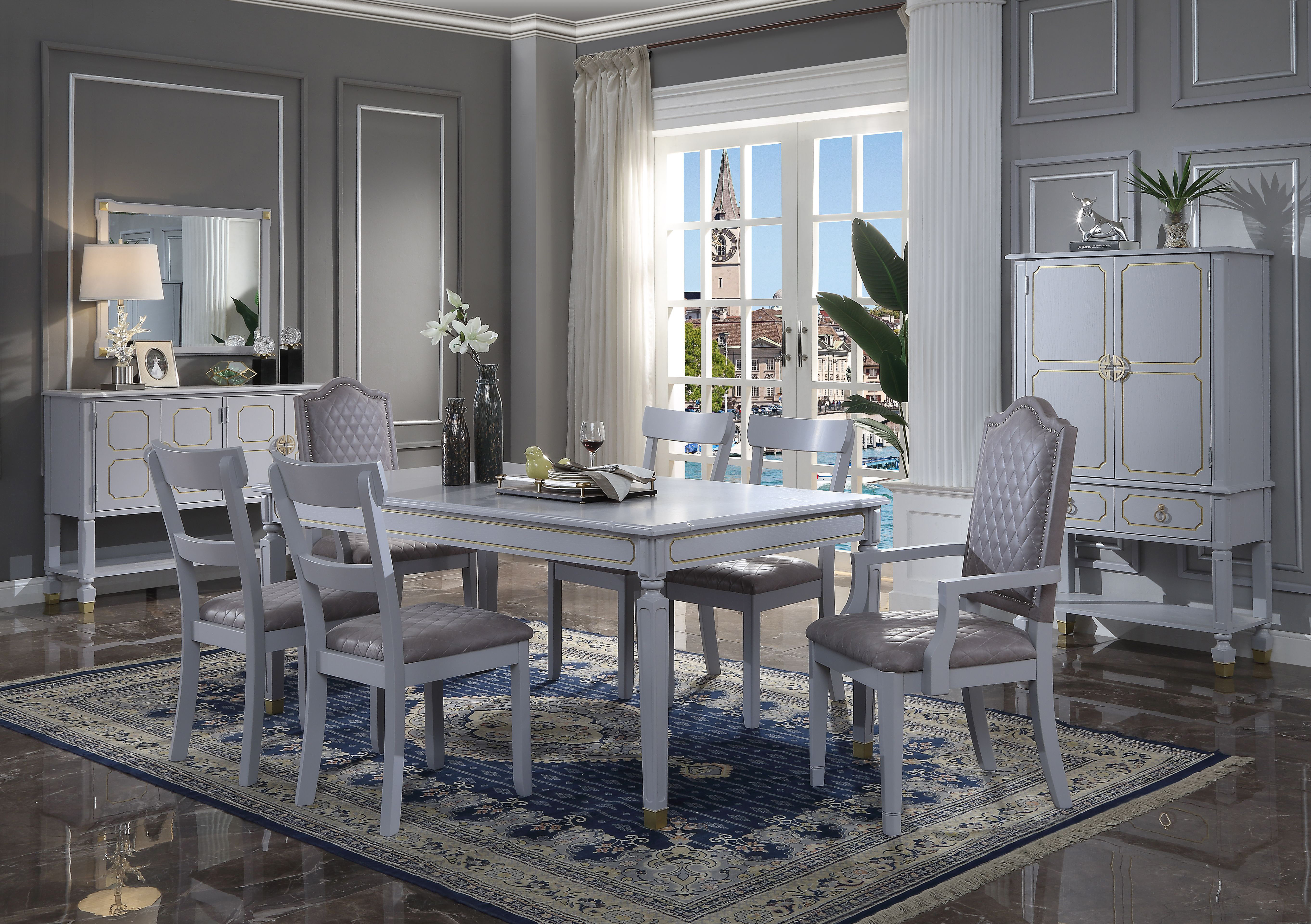 Lark Manor ACME House Marchese Dining Table, Pearl Grey Finish ...