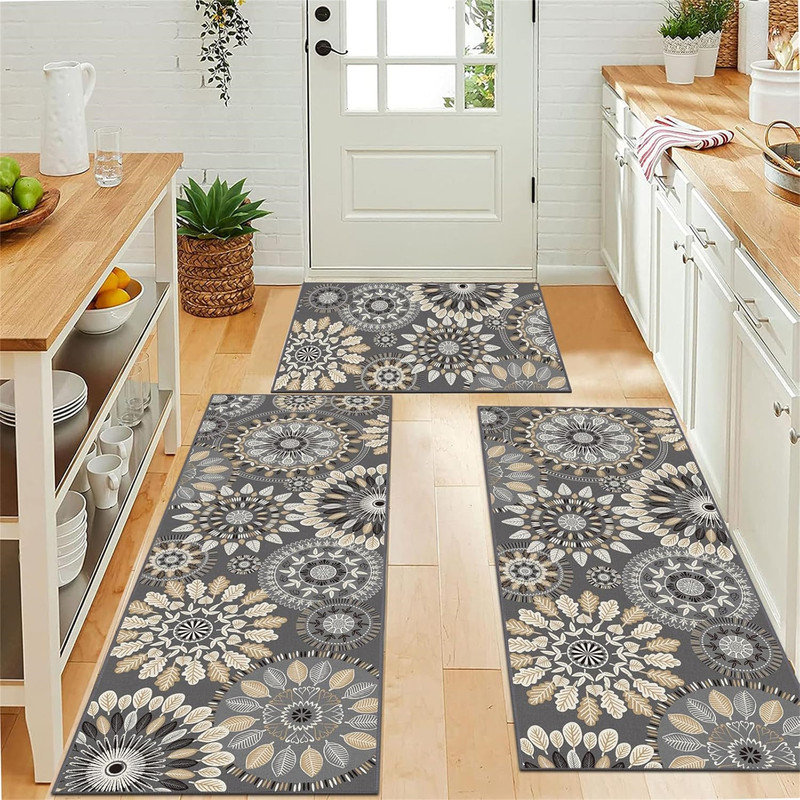 Bungalow Rose Farmhouse Kitchen Rug Sets 3 Piece,Non Slip Kitchen Rugs ...