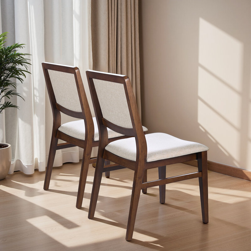 George Oliver Carmel Solid Wood Linen Fabric Dining Chair | Wayfair