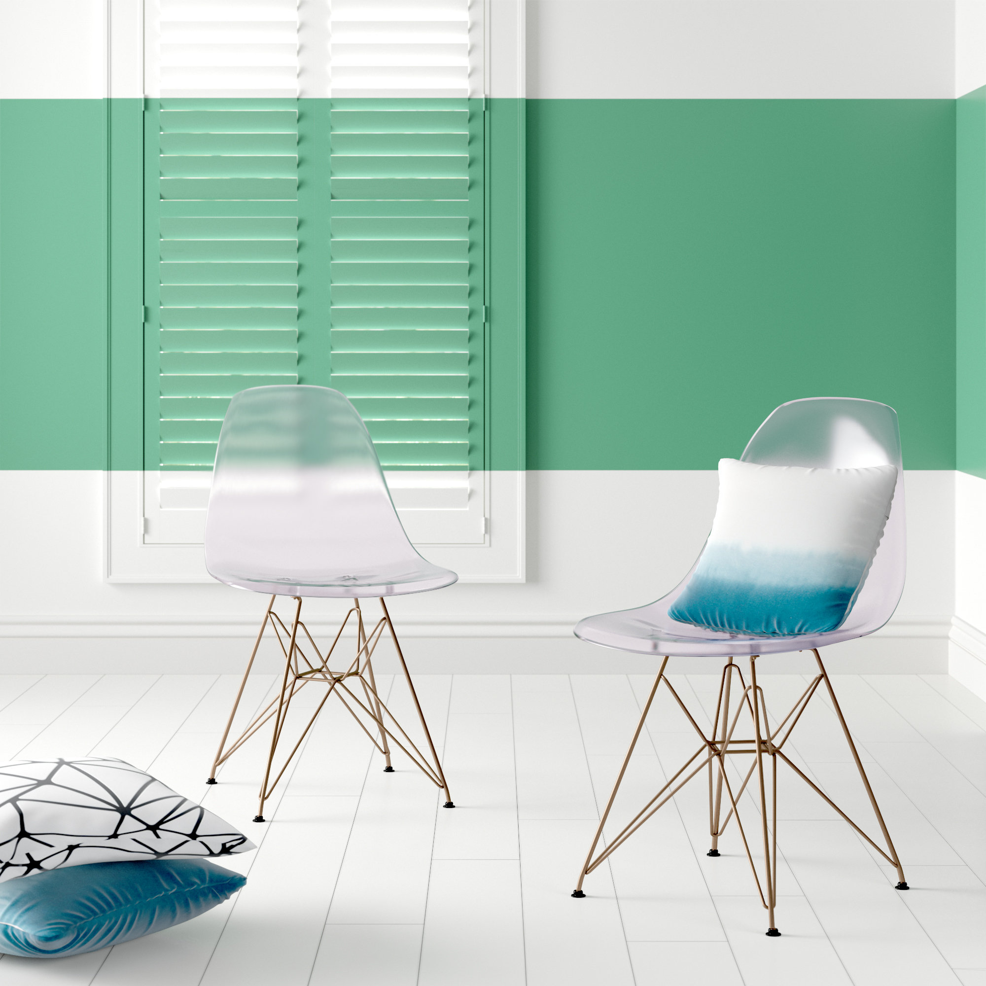 Wrought Studio Angeleen Ghost Chair - Gold Metal Base - Hospitality ...